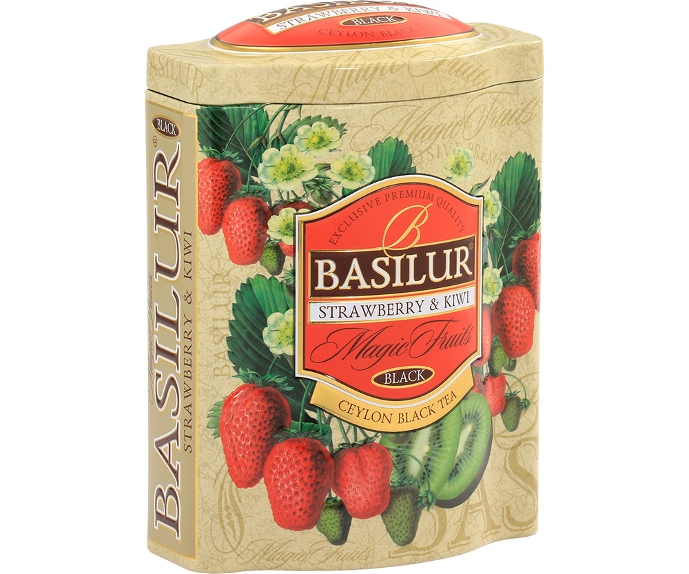Basilur Magic Fruits Strawberry and Kiwi Flavoured Ceylon Tea Tin Cadd ...