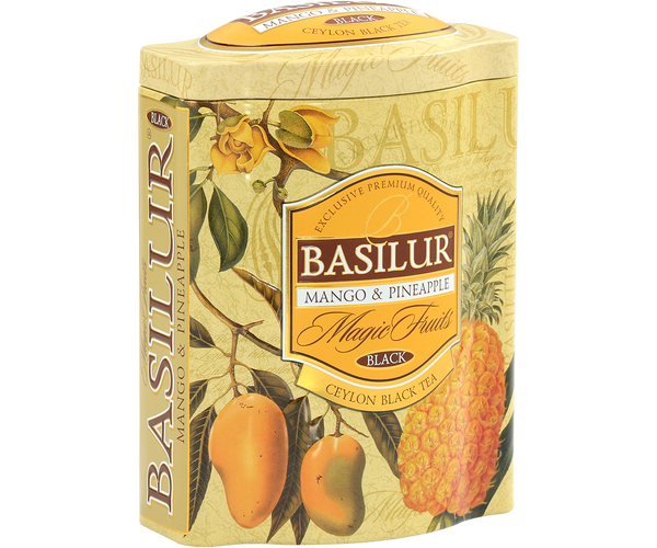 Basilur Magic Fruits Mango and Pineapple Flavoured Ceylon Tea Tin Cadd ...
